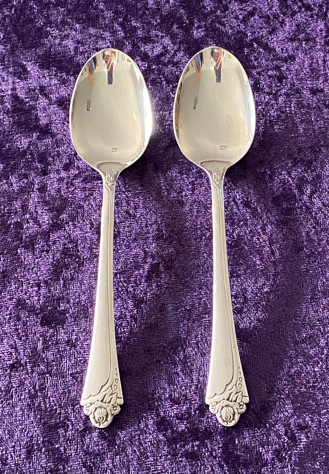 FANTASY ROSE Oneida Community Stainless Vintage Flatware, 2 Oval Soup ...