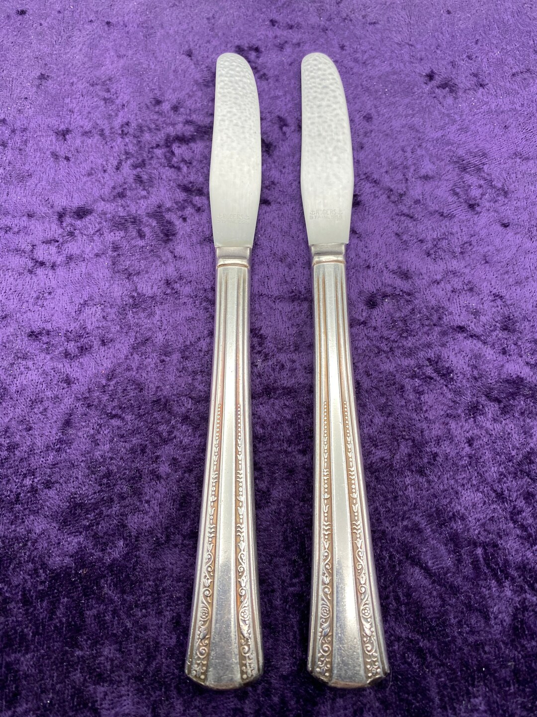 Vintage Art Deco Silverplate Knives - Rogers Deluxe Gracious Pattern - Etsy