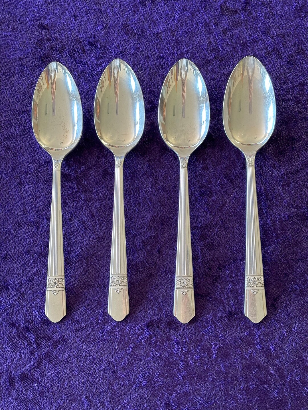 Vintage Oneida Silverplate Soup Spoons - Silver Rose Pattern (set of 4 ...