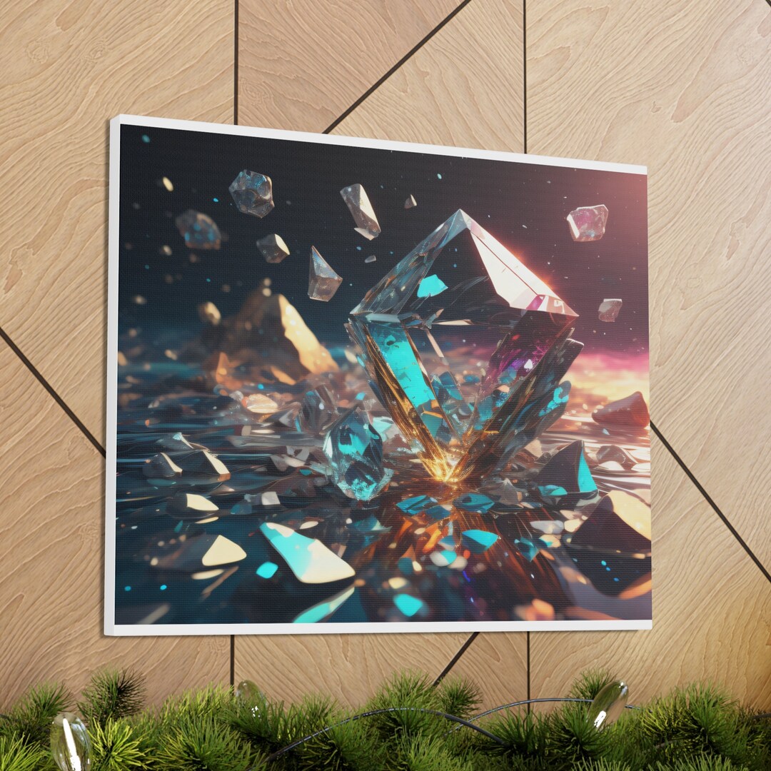Interstellar Shattered Diamonds: Floating Elegance Canvas AI Canvas - Etsy