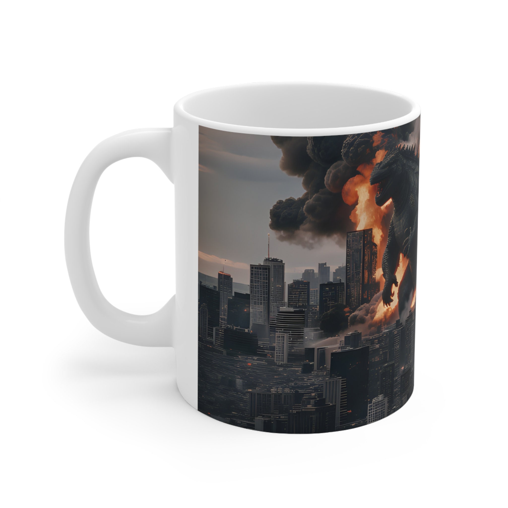 Monstrous Godzilla Ceramic Mug AI Mug 11 Oz Oliver Name - Etsy