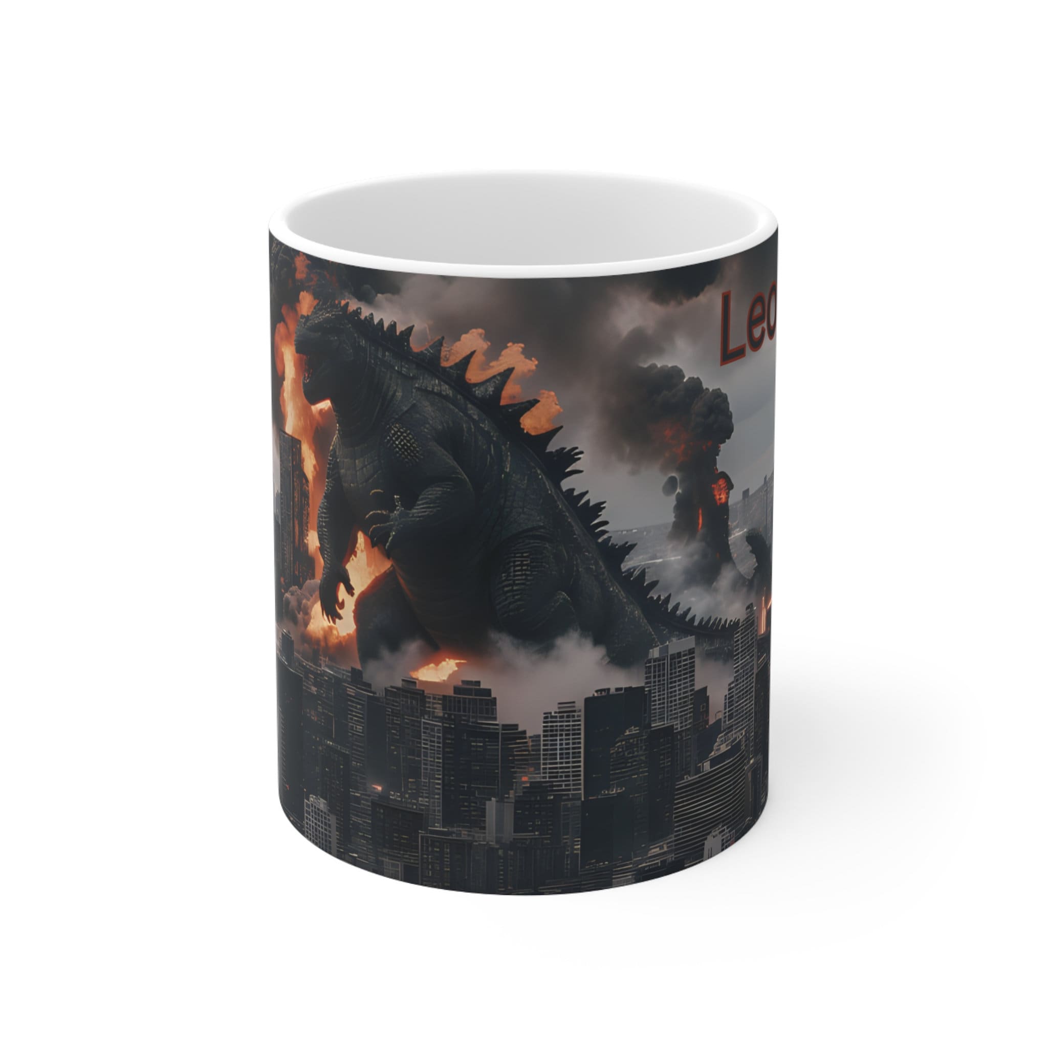 Monstrous Godzilla Ceramic Mug AI Mug 11 Oz Leonard Name - Etsy
