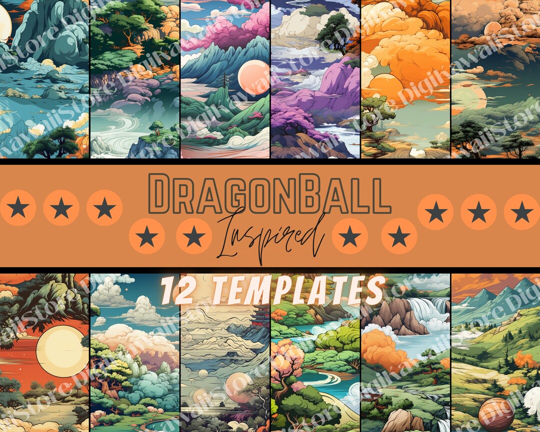 12 Dragonball Aesthetic Themed Digital Papers, Seamless Commercial Use ...