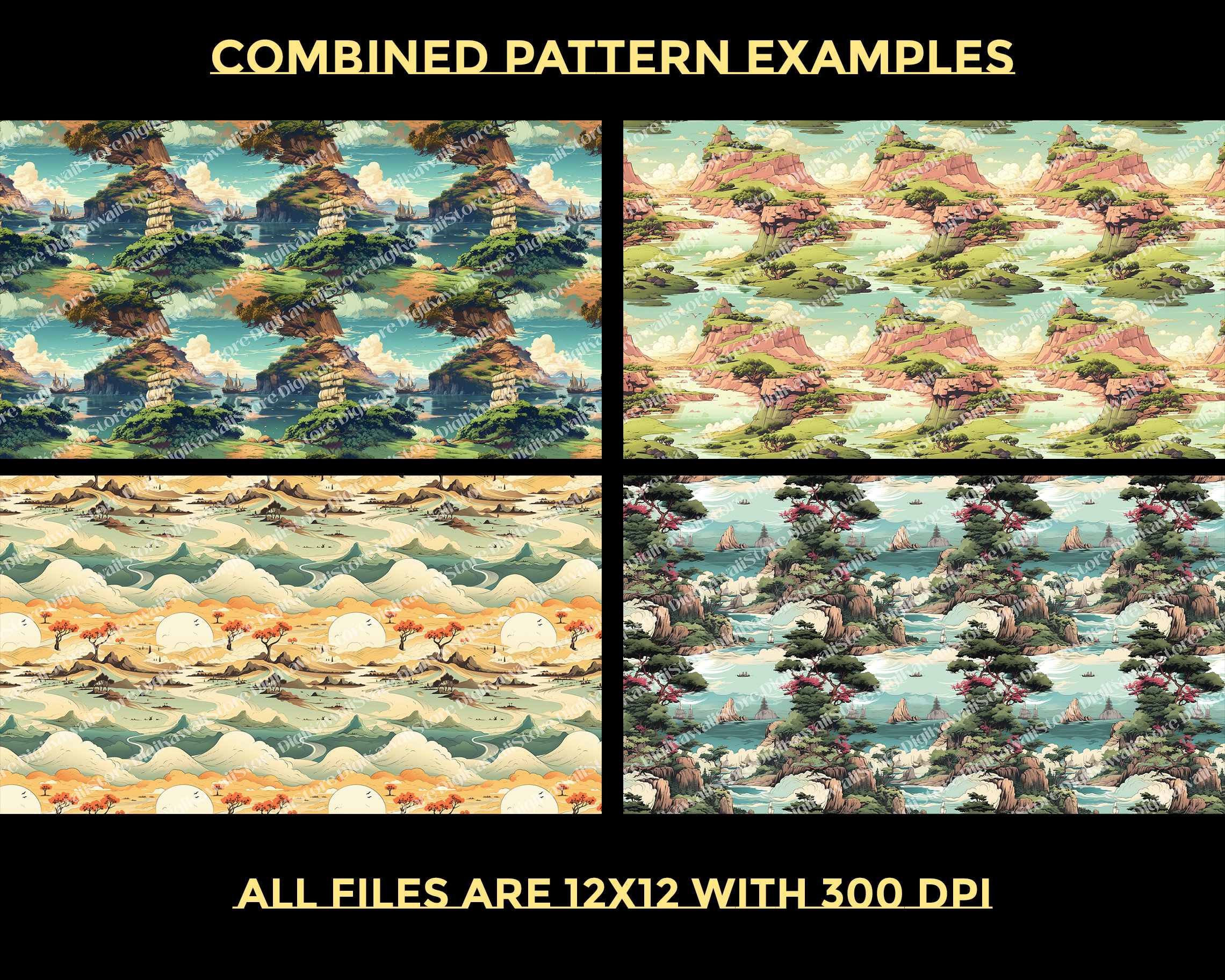 12 One Piece Aesthetic Themed Digital Papers, Seamless Commercial Use ...