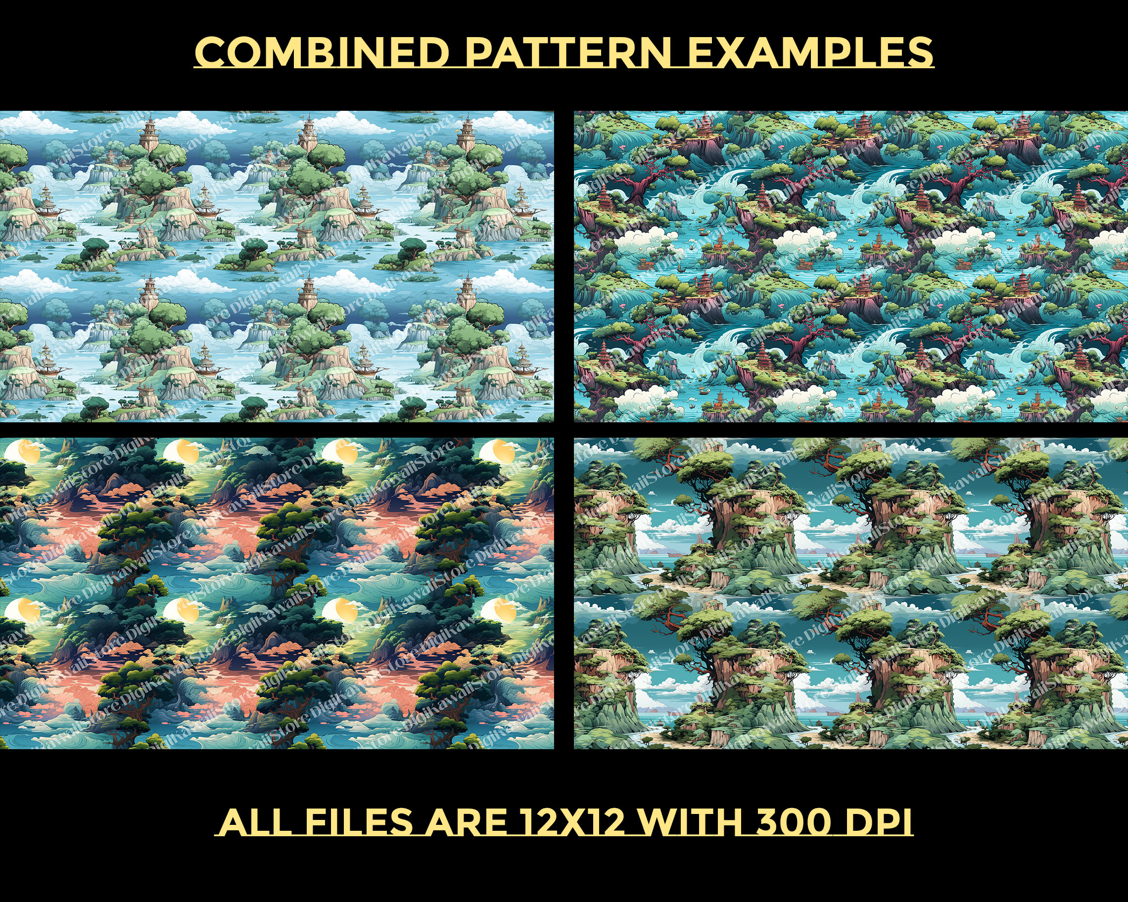 12 One Piece Aesthetic Themed Digital Papers, Seamless Commercial Use ...