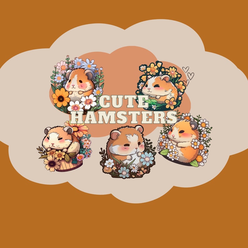 Cute Hamsters With Flowers Pack Digital Stickers | Goodnotes Stickers ...