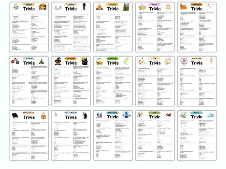 Pub Trivia Games Bundle, Holiday Trivia Games, Thanksgiving Trivia ...