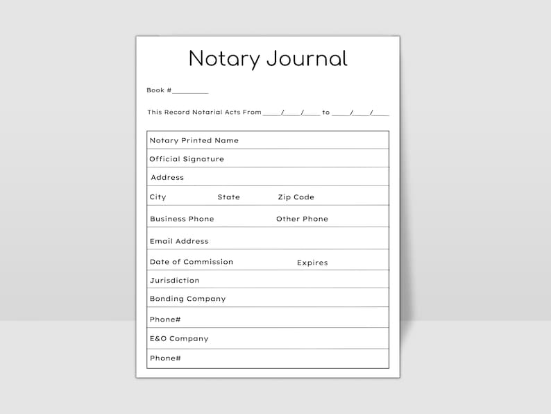 Notary, Notary Log, Notary Book, Notary Public, Notary Journal ...