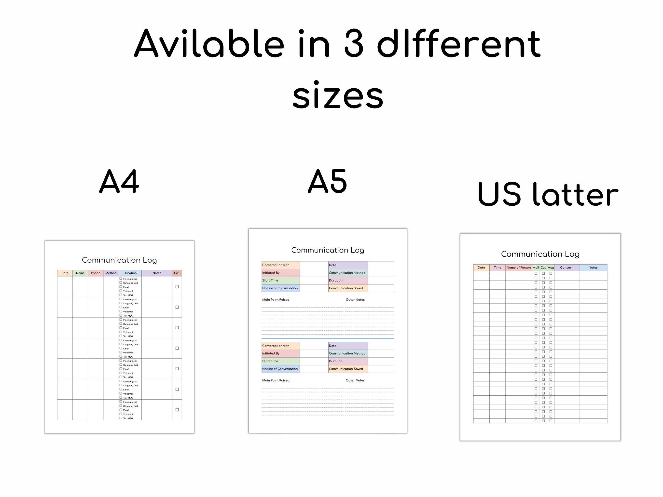 Printable Communication Log, Parent Communication Log, Call Log ...