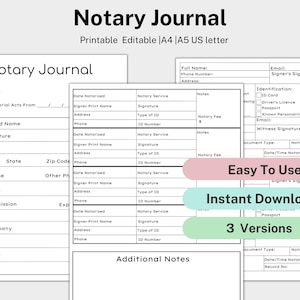 Notary Journal, Notary Business Template, Notary Gift, Notary Public ...