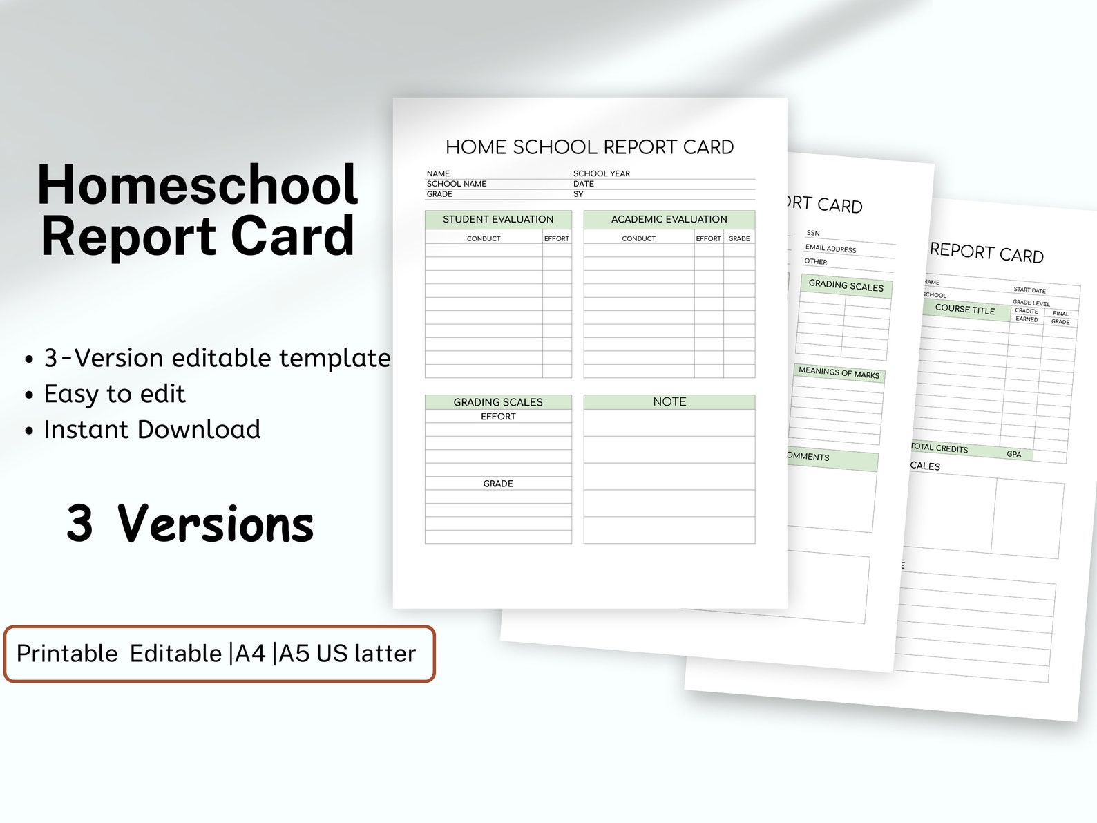 Homeschool Report Card Printable, Homeschool Planner 2024-2025, School ...