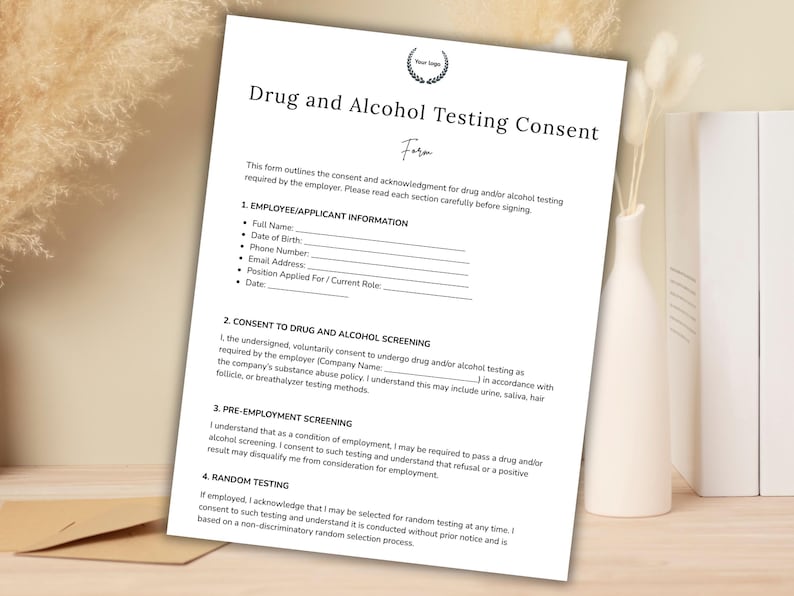 Editable Drug and Alcohol Testing Consent Form Template, Testing ...