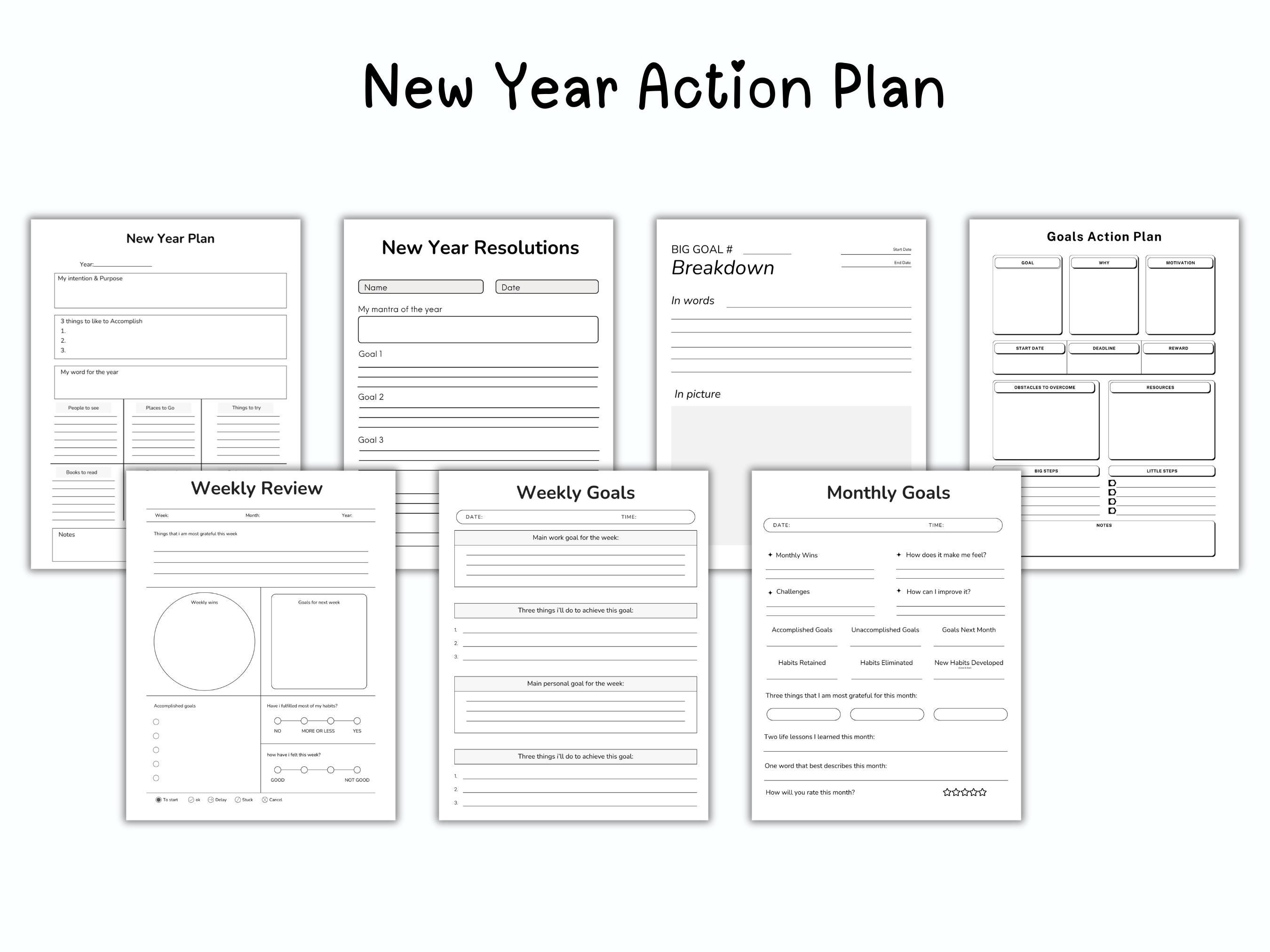 New Year's Resolution Planner, New Year Goals, 30 Day Challenge, New ...