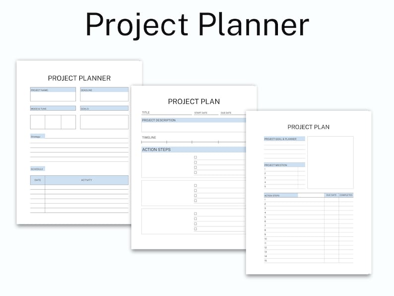 Editable Project Planner Bundle, Project Management Timeline, Small ...