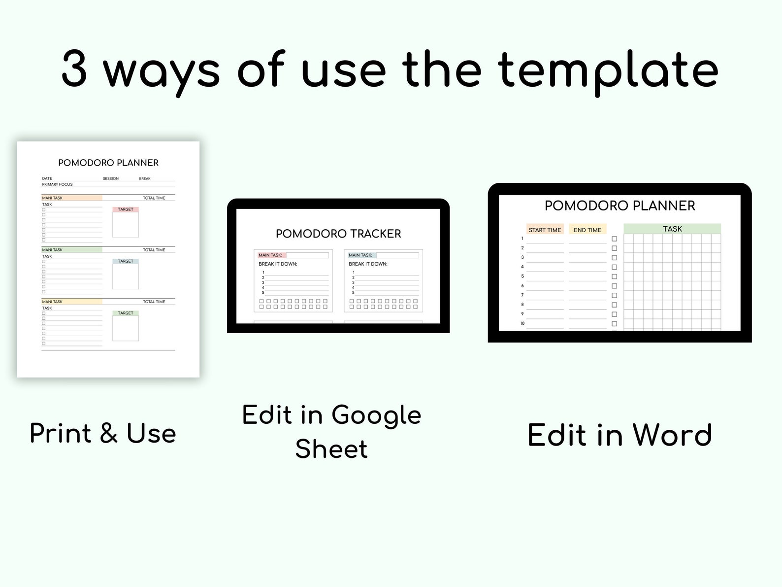 POMODORO Planner, Editable Productivity Planner A4,A5 PDF, Student ...