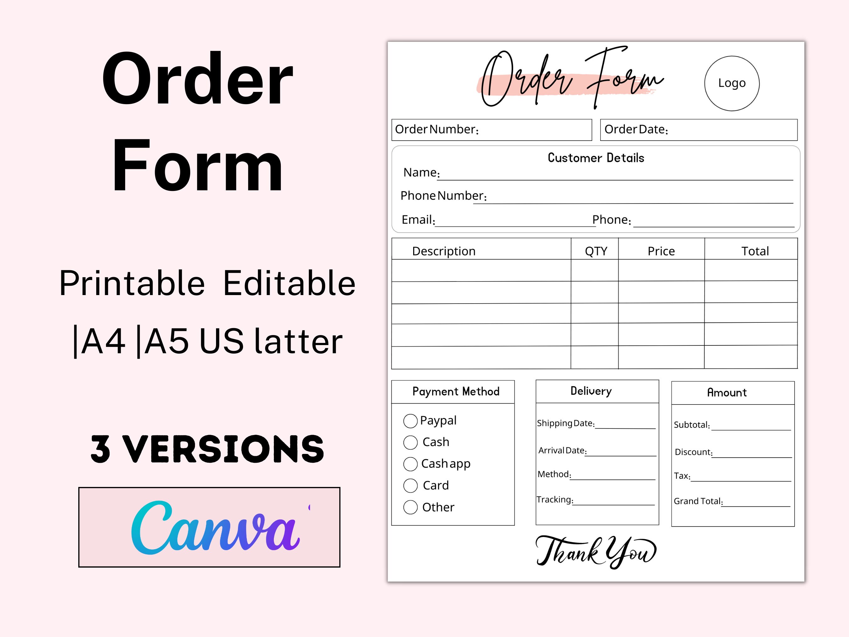 Order Form Editable, Crafters Order Form Template, Etsy Shop Craft ...