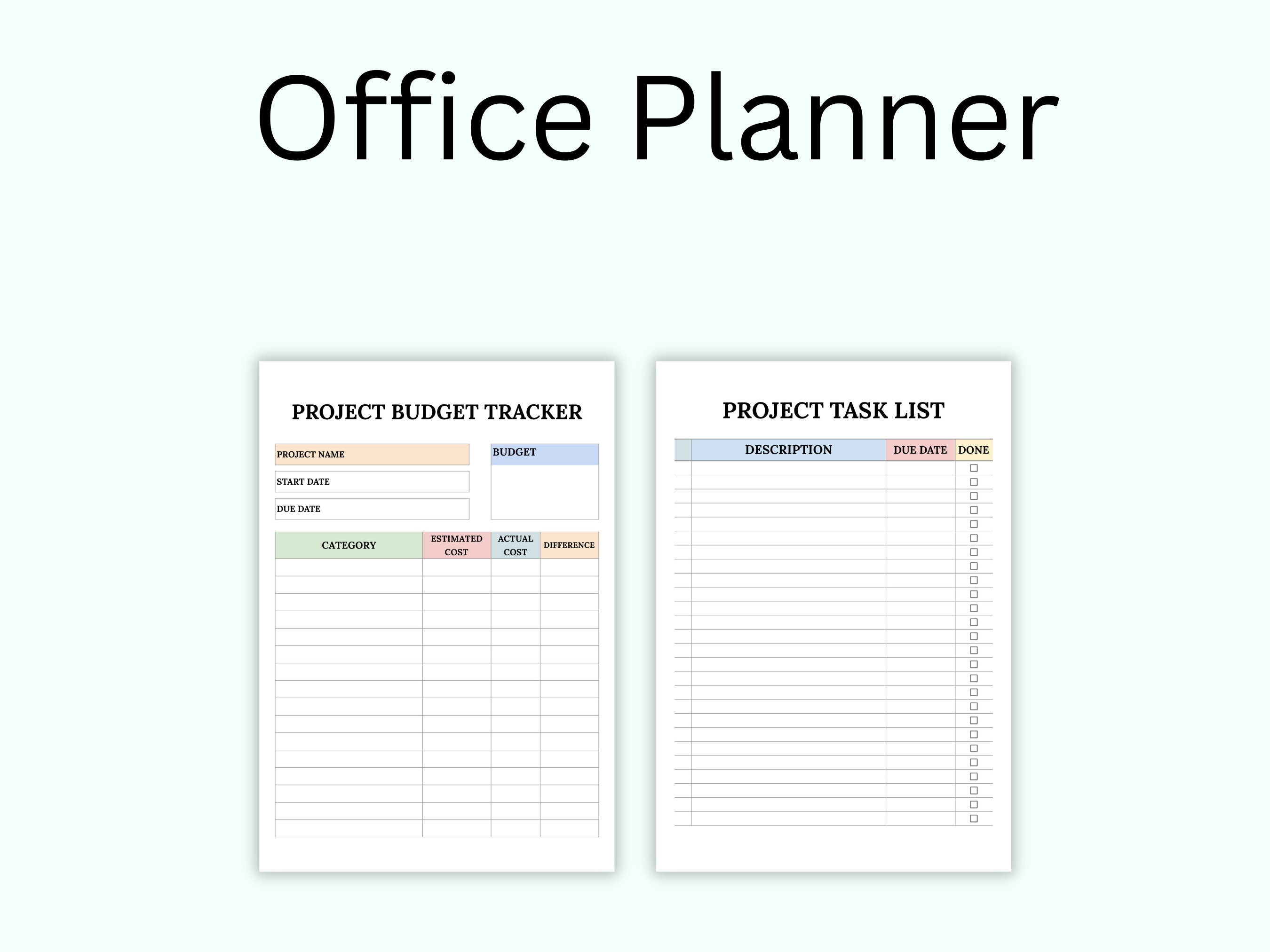 Editable Office Task Planner Bundle, Printable Work Schedule Planner ...