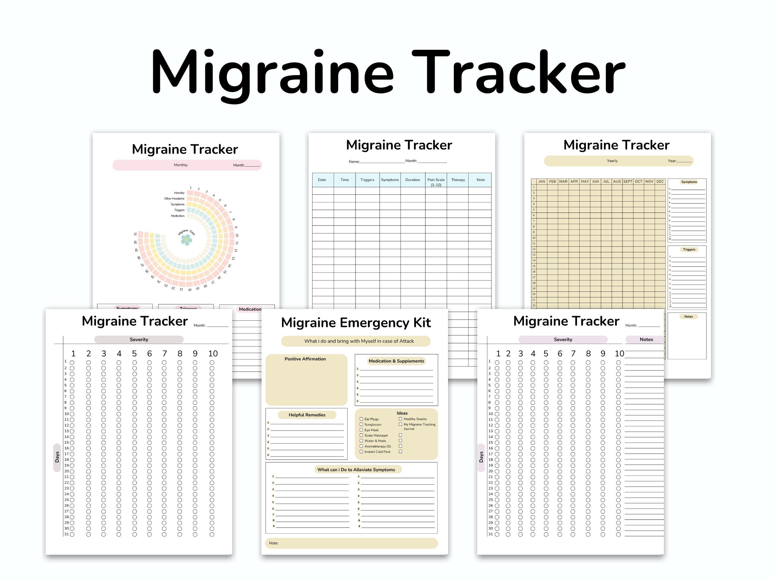Migraine Tracker, Headache Journal, Headache Log, Medical Planner ...