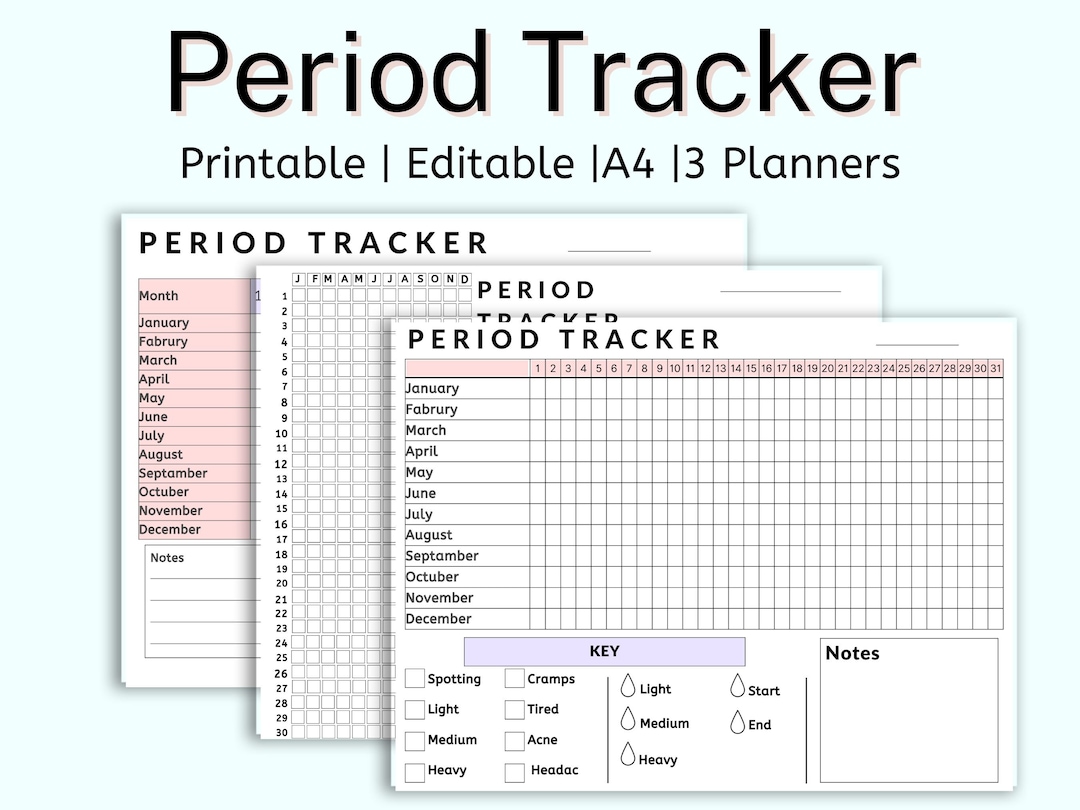 Period Tracker Printable, Ovulation Tracker, Period Symptom Tracking ...