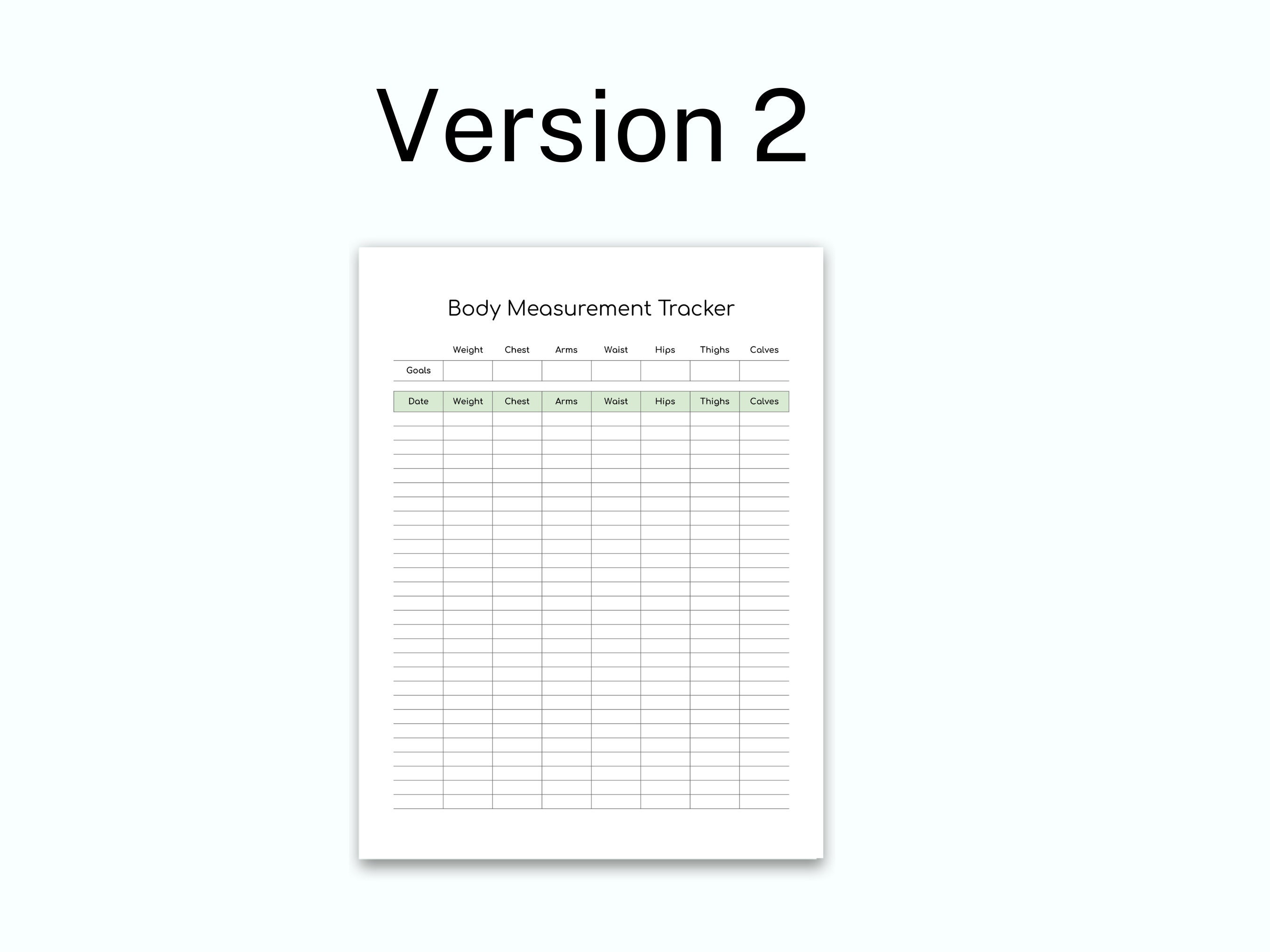 Weight Loss Tracker Printable Body Measurement Tracker, Fitness Tracker ...