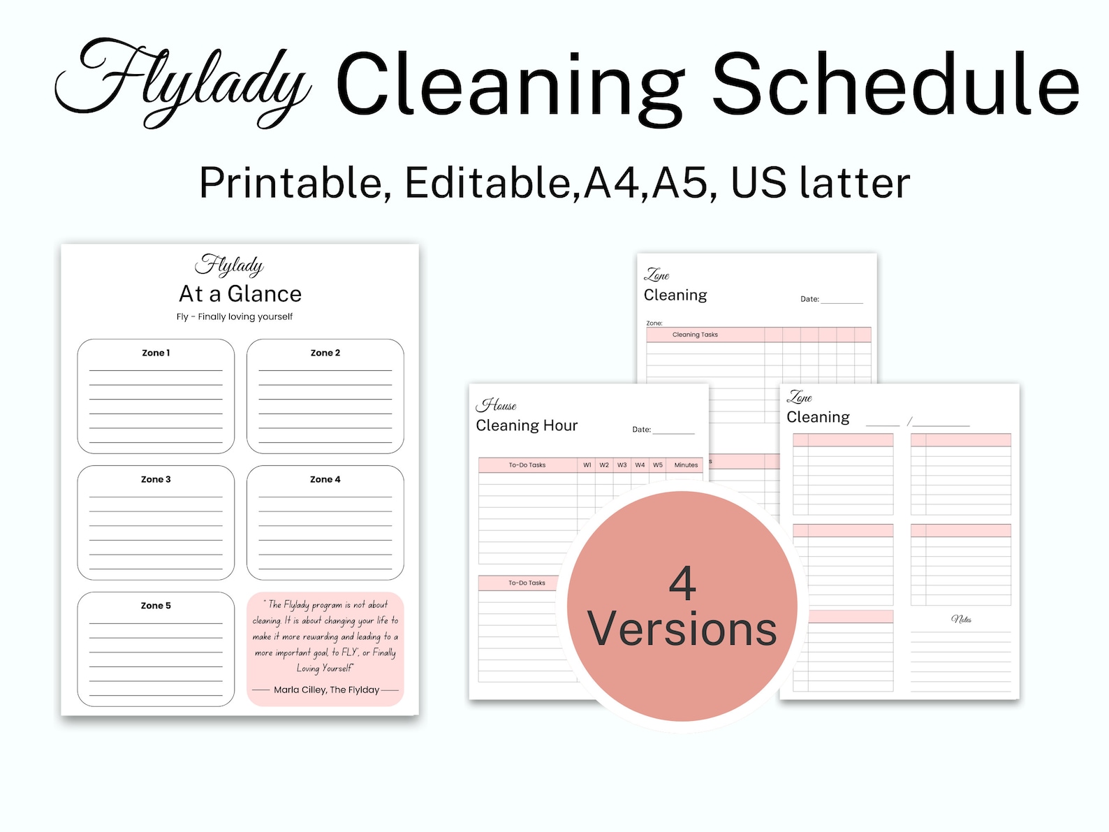 Flylady Cleaning Schedule Printable, Flylady Control Journal, EDITABLE ...