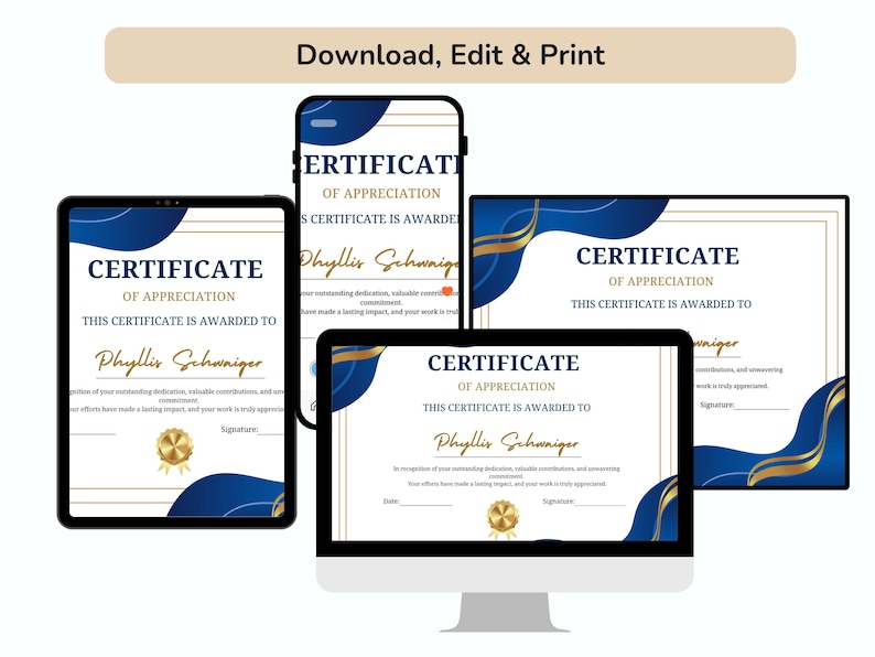 Certificate of Appreciation Template, Employee Recognition ...