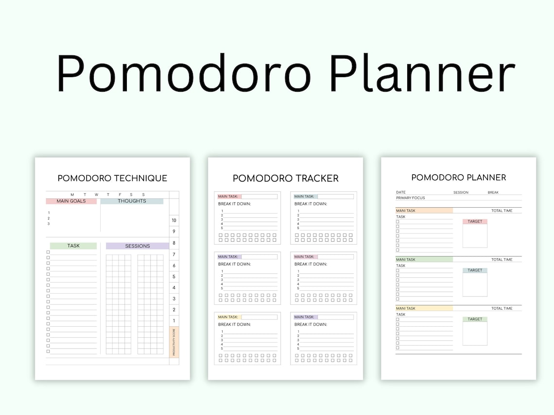 POMODORO Planner, Editable Productivity Planner A4,A5 PDF, Student ...