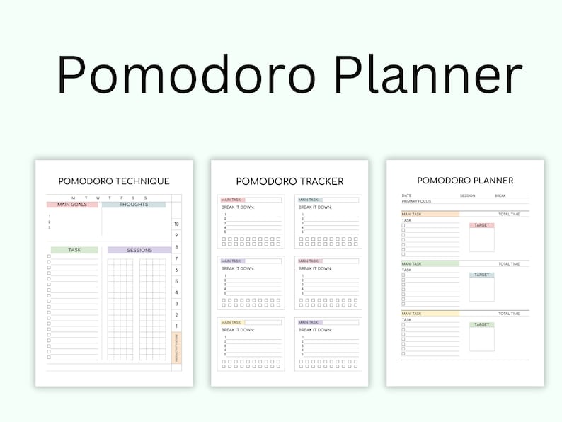POMODORO Planner, Editable Productivity Planner A4,A5 PDF, Student ...