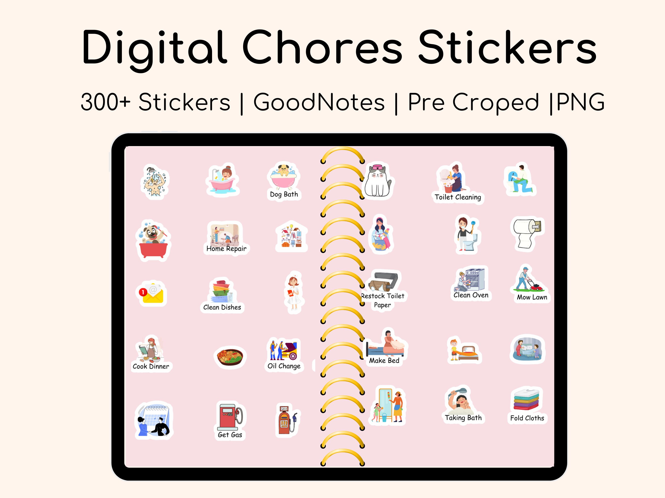 Everyday Chores DIGITAL PLANNER Stickers 300 Stickers, Goodnotes ...