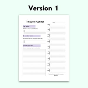 Timebox Planner Printable, Time Boxing Template, Time Tracker Editable ...