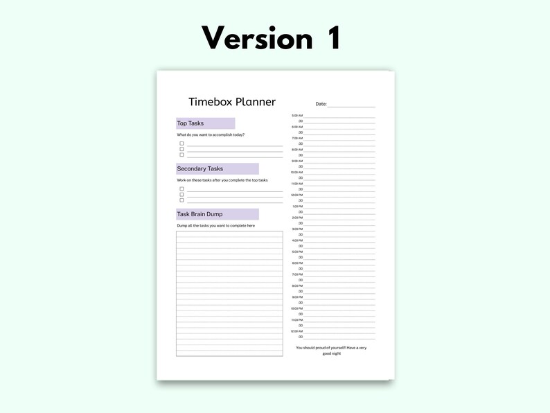 Timebox Planner Printable, Time Boxing Template, Time Tracker Editable, Time Management, Hourly ...