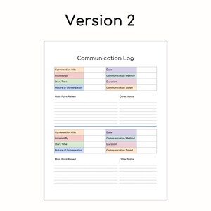 Printable Communication Log, Parent Communication Log, Call Log ...