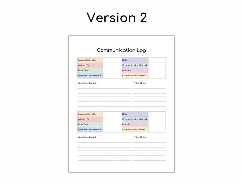 Printable Communication Log, Parent Communication Log, Call Log ...