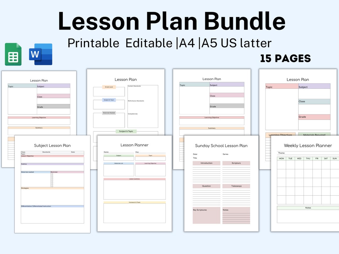 Printable Lesson Plan Template, Lesson Planner Bundle, Homeschool ...