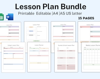 TEACHER Planner Printable | Fillable, 10+ Pg BUNDLE, Lesson Plan ...