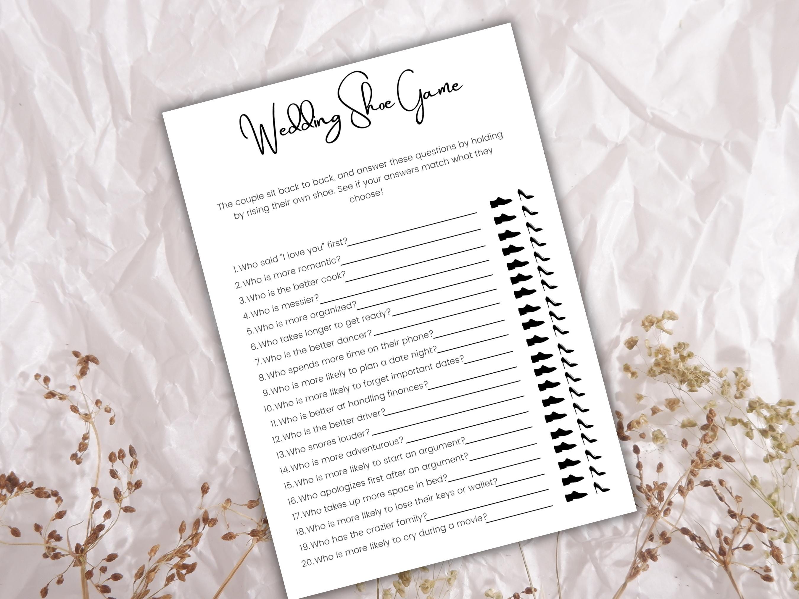 Shoe Game Template, Bridal Shower Shoe Games, Couples Shower Games ...