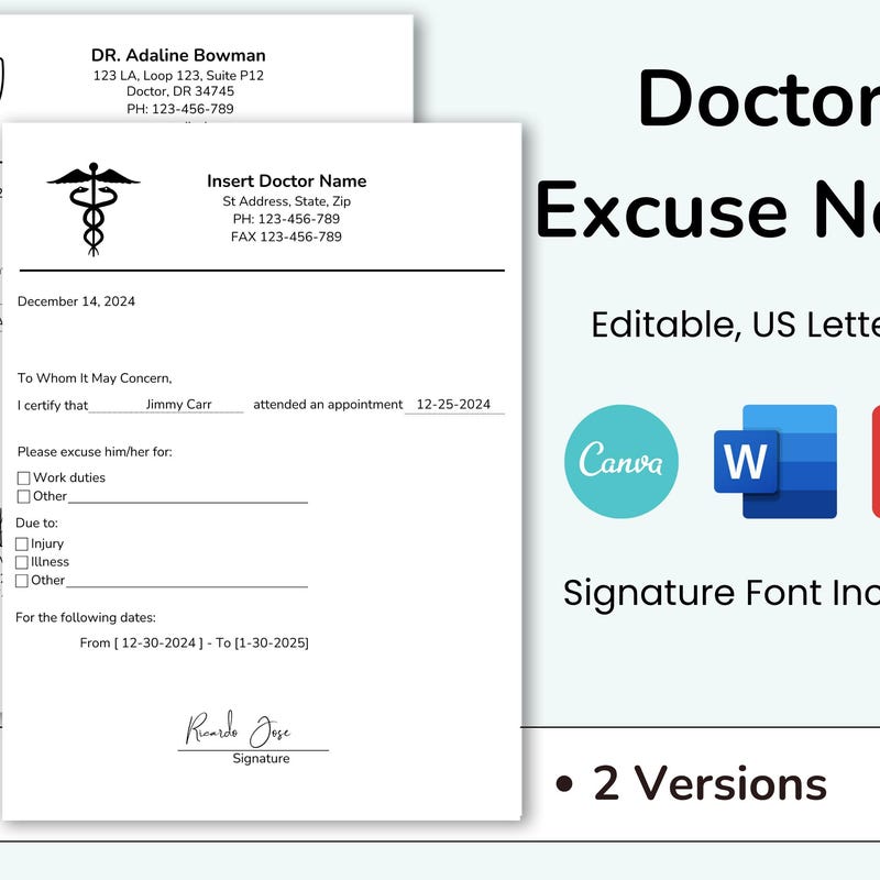 Signature Dr Note - Etsy