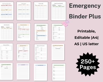 Emergency Binder Printable, Just in Case of Emergency Planner Plus ...