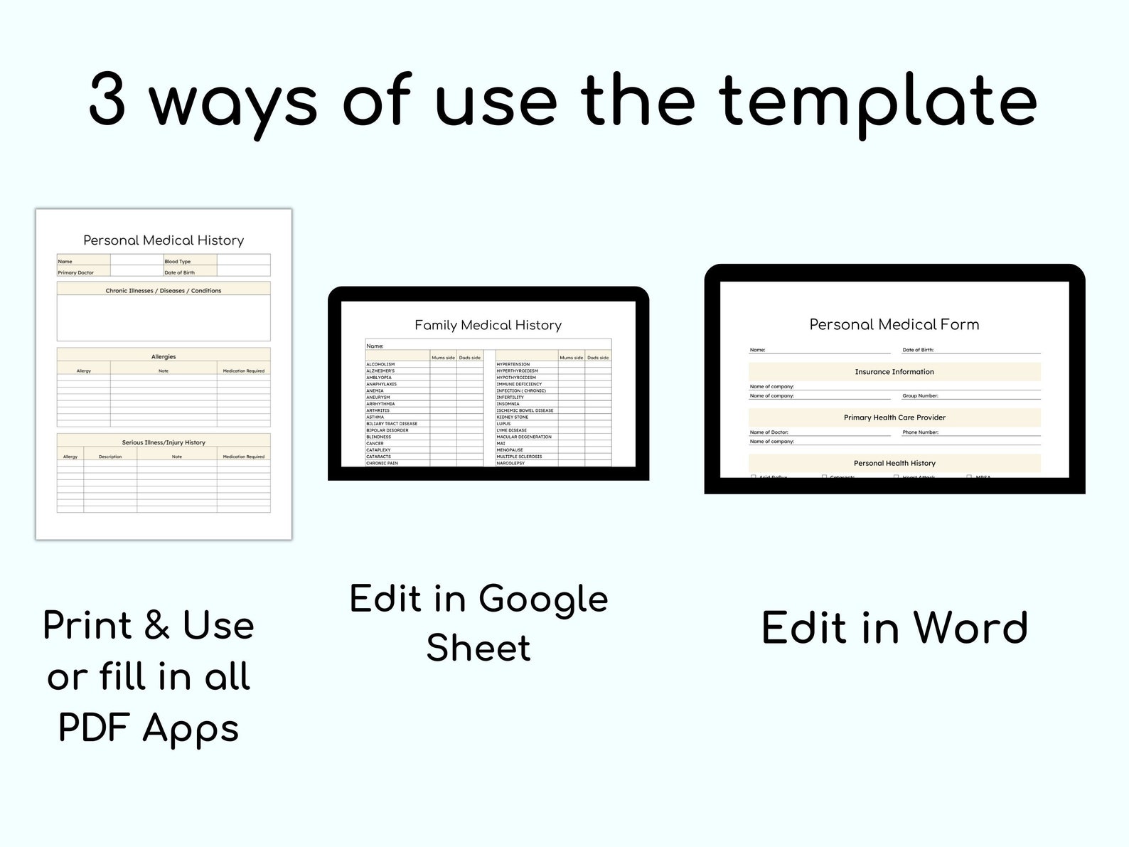 Medical History Form, Medical Log, Medical Forms Printable, Medical ...