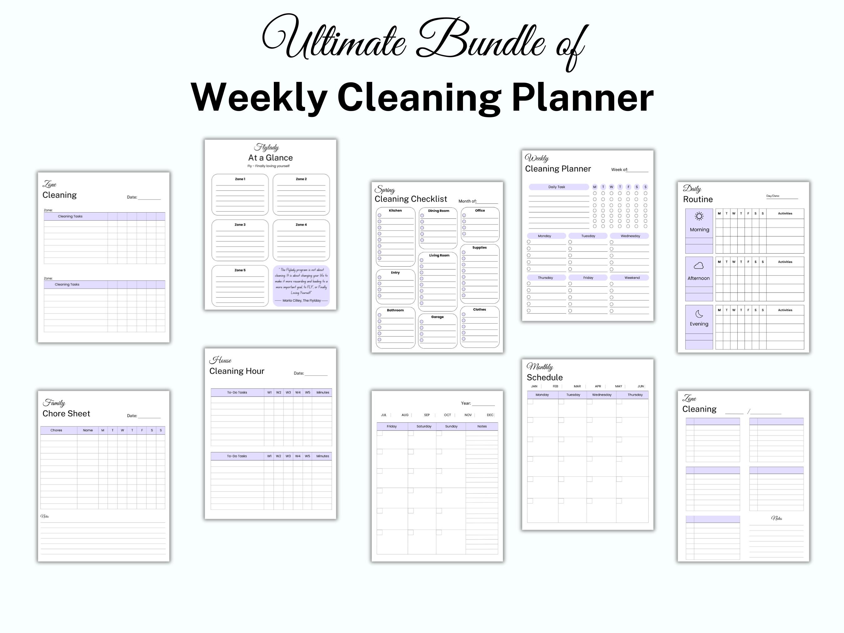 Weekly Cleaning Checklist Printable, EDITABLE Cleaning Schedule Planner ...