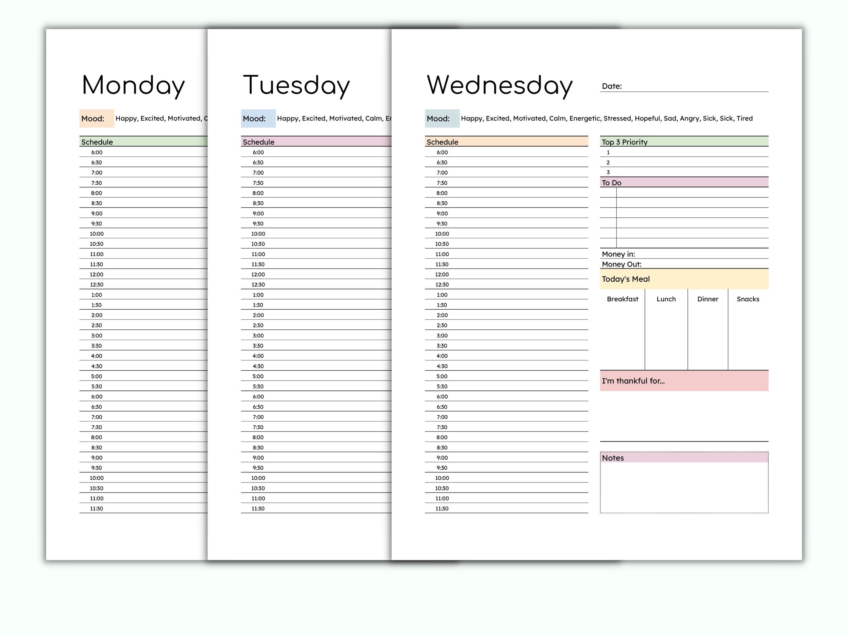 7 Days Personal Daily Planner Printable, Holographic Daily Planner ...