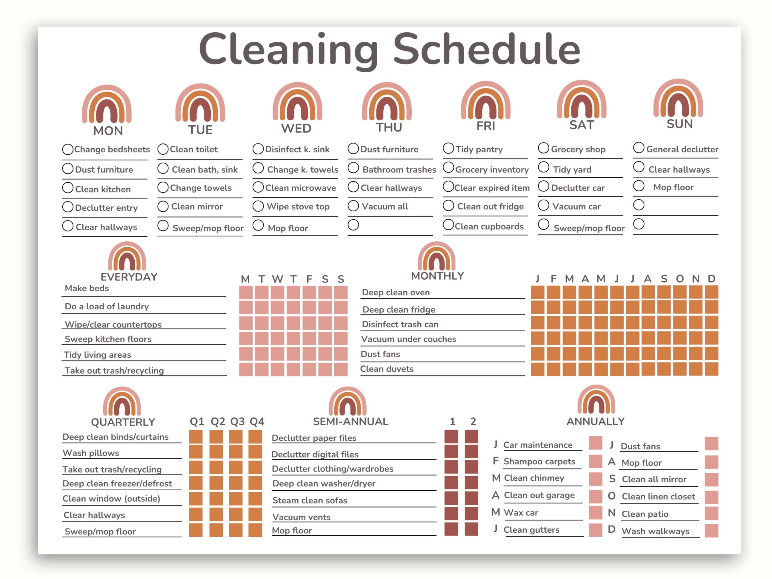 Printable Fly Lady Schedule, Editable Cleaning Schedule, Deep Cleaning ...