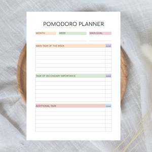 POMODORO Planner, Editable Productivity Planner A4,A5 PDF, Student ...