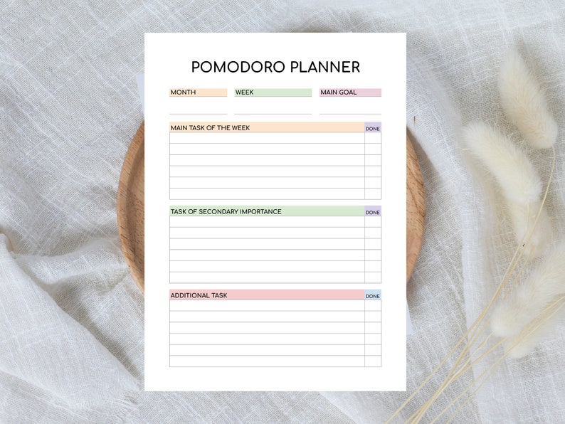POMODORO Planner, Editable Productivity Planner A4,A5 PDF, Student ...