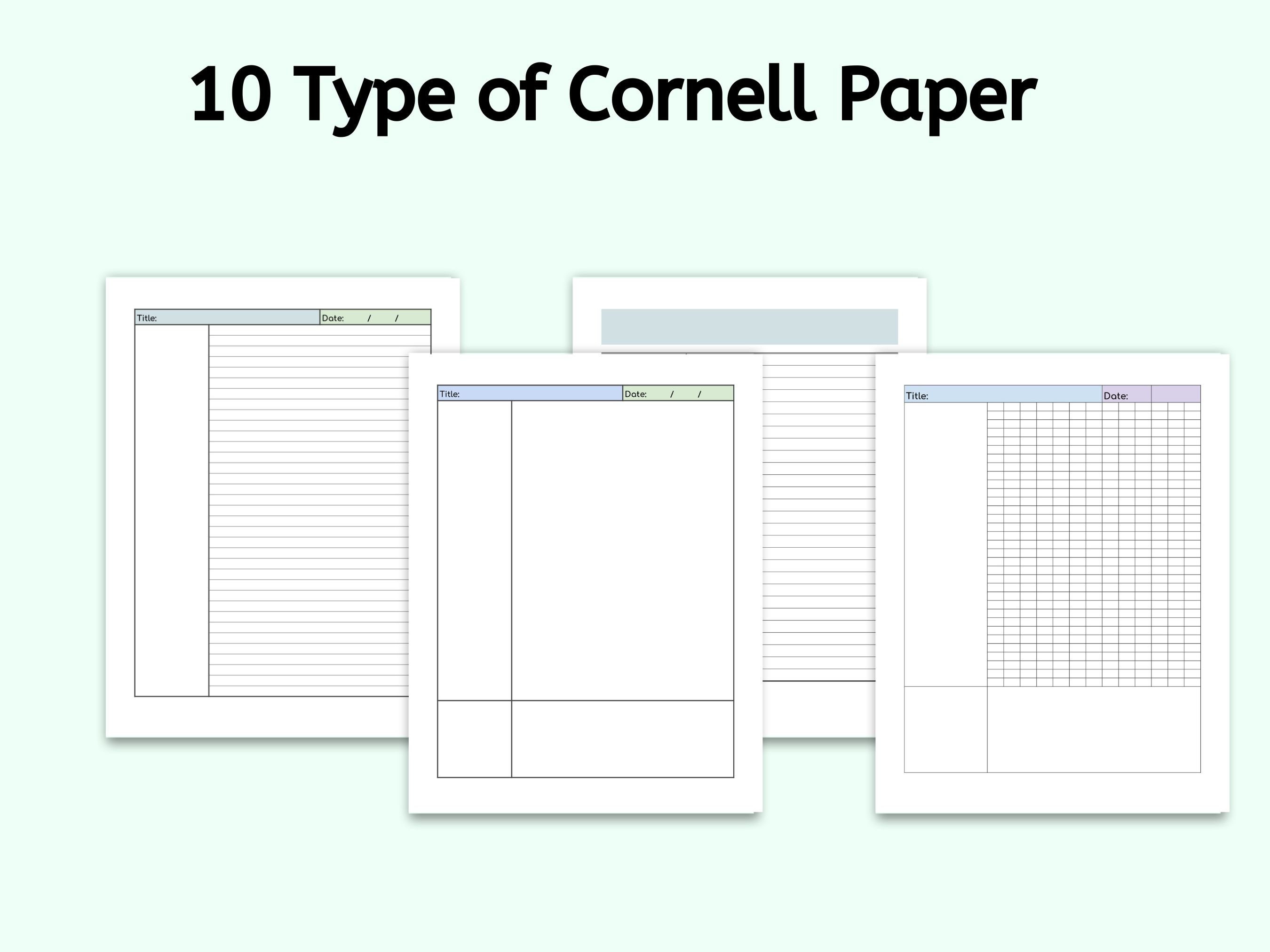 Cornell Notes Printable Bundle Pack, Cornell Notes Method, Student Note ...