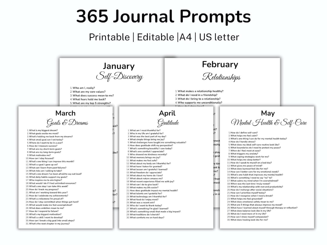 365 Journal Prompts, Self-discovery and Mindfulness, Reflection and ...