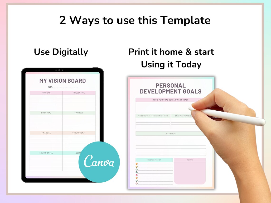 Life Vision Planner Printable, Editable Life Goals Planner, New Year ...