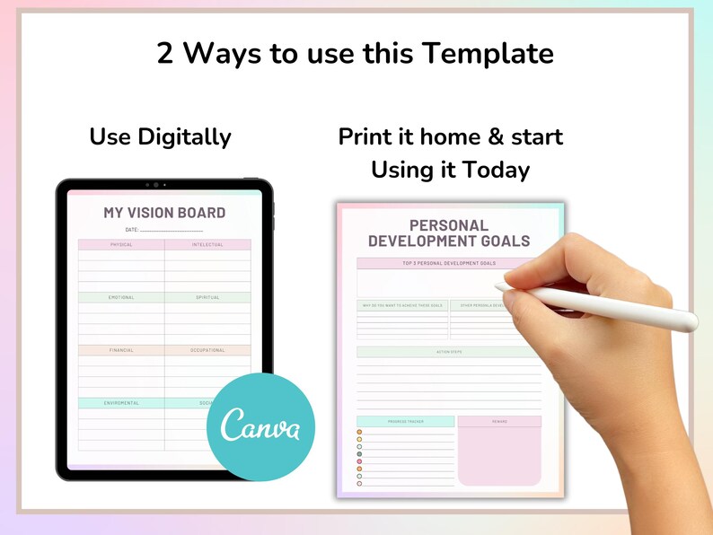 Life Vision Planner Printable, Editable Life Goals Planner, New Year ...