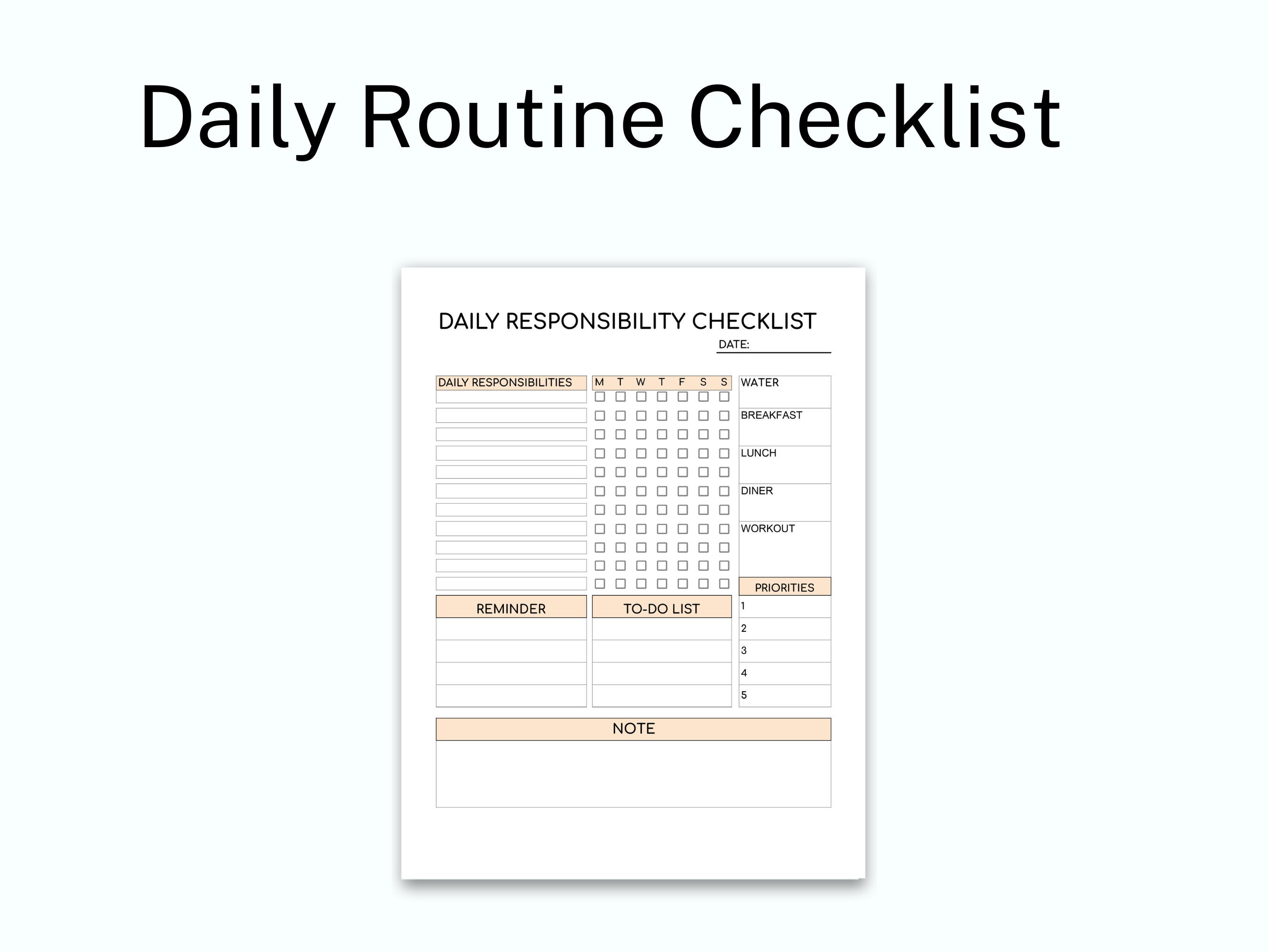Blank Daily Master Checklist Printable, Simple Checklist Template ...