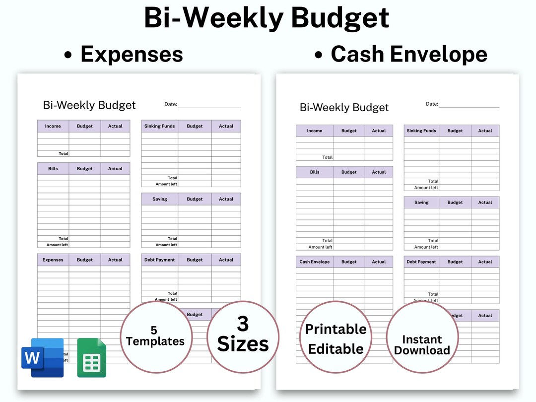 Bi Weekly Budget Planner Template Printable, Finance Planner, Budget ...